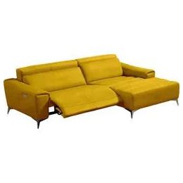 Ecksofa Egoitaliano "Suzette, Designsofa mit hohem Sitzkomfort" Sofas Gr. B/H/T: 266cm x 95cm x 163cm, Luxus-Microfaser Lederoptik, Recamiere rechts, mit Relaxfunktion, gelb mit Recamiere, inkl. 1 elektronischen Relaxfunktion, L-Form