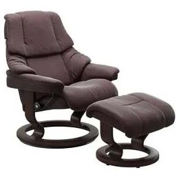 Relaxsessel stressless "Reno" Sessel Gr. Material Bezug, Material Gestell, Ausführung / Funktion, Maße B/H/T, rot (bordeaux) mit Hocker, Classic Base, Größe S, M & L, Gestell Wenge