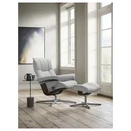 Relaxsessel stressless "Mayfair" Sessel Gr. ROHLEDER Stoff Q2 FARON, Cross Base Braun, Relaxfunktion-Drehfunktion-PlusTMSystem-Gleitsystem-BalanceAdaptTM, B/H/T: 83cm x 102cm x 74cm, grau (light grey q2 faron) mit Cross Base, Größe S, M & L, Holzakzent Braun