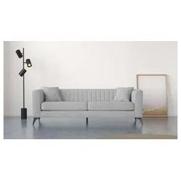 4-Sitzer Places of Style "MATTHEW B/T/H: 231/86/74 cm" Sofas Gr. B/H/T: 231 cm x 74 cm x 86 cm, Struktur weich, grau (hellgrau) XXL, Steppung im Rücken, lose Sitzkissen, incl 2. Zierkissen