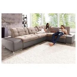 Sit & More Ecksofa SIT & MORE "Pale L-Form" Sofas Gr. B/H/T: 280cm x 84cm x 251cm, Luxus-Kunstleder-Softstruktur, langer Schenkel links, mit Bettfunktion, braun (elefant, beige) inklusive Kopfteilverstellung, wahlweise mit Bettfunktion