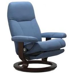 Relaxsessel stressless "Consul" Sessel Gr. Leder BATICK, PowerTM Leg & Back-Classic Base Braun-L, Relaxfunktion-Drehfunktion-Integrierte Fußstütze-PlusTMSystem, B/H/T: 85cm x 100cm x 77cm, blau (lazuli blue) elektrisch verstellbar, optional 2-motorisch, Größe M & L