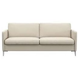 2,5-Sitzer FLEXLUX "Fiore, super Sitzkomfort durch Kaltschaum im Sitz", weiß (warm weiß), B:181cm H:85cm T:92cm, 100% Echteder, Sofas, schmale Armlehnen, Füße Alu