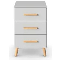 Nachtkommode Rauch "Skandi by Aditio" Sideboards Gr. B/H/T: 47 cm x 73 cm x 44 cm, 3 St., grau (seidengrau) mit Massivholzgriffen, 3 Schubladen Softclose-Funktion