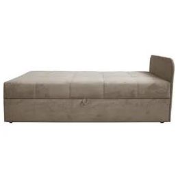 Schlafsofa Alina "Marla" Sofas Gr. B/H/T: 205cm x 73cm x 91cm, Struktur fein XBO, Armlehne rechts, braun (hellbraun xbo 2) inkl. Stauraum, Armlehne wahlweise links ode rechts