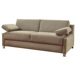 Schlafsofa Bali "Viola" Sofas Gr. 140cm x 200cm, Kaltschaummatratze, Basic: Gitterrostunterfederung mit Kaltschaummatratze, beige mit Seitenkissen