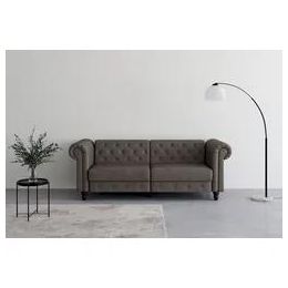 3-Sitzer DOREL HOME "Felix, Schlafsofa 236 cm, (Liegefläche 108x190cm), Rückenlehne", braun (dunkelbraun), B:236cm H:83cm T:87cm, Sofas, 3-fach verstellbar, Velours, Kunstleder, Luxus-Microfaser Vintage