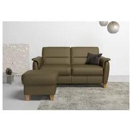 2,5-Sitzer Home Affaire "Palmera" Sofas Gr. B/H/T: 179 cm x 89 cm x 89 cm, NaturLEDER, Rücken Spannstoff, grün (olive) Federkern-Polsterung, 4 Bezugsqualitäten