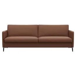 3-Sitzer FLEXLUX "Fiore, super Sitzkomfort durch Kaltschaum im Sitz" Sofas Gr. B/H/T: 214cm x 85cm x 92cm, Echtleder, braun (old chesnut) schmale Armlehnen, Füße Alu+schwarz