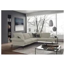 Ecksofa W.Schillig "sherry, Designsofa mit tollem Sitzkomfort, elegant und zeitlos, L-Form", grau (grau v39), B:302cm H:81cm T:230cm, Longlife Xtra-Leder Z69: Das feinnarbige, gedeckte Softleder Z69 besticht durch seine außergewöhnliche Weichheit im trendigen u00bbVintage-Looku00ab, Hautstärke 0, 9 - 1, 1 mm, Schlingenpolgewebe W82 (74% Polyacryl, 26% Polyester), Chenillegewebe V34 (52% Polyester,