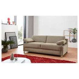 Schlafsofa Bali "Viola" Sofas Gr. 160cm x 200cm, Kaltschaummatratze, Ideal: Ergoflex Lattenrost mit Sensoformmatratze, beige mit Seitenkissen