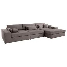 Ecksofa RAUM.ID "Enid L-Form" Sofas Gr. B/H: 360cm x 75cm, Struktur, Ottomane rechts, grau (taupe) 3 Teile, bestehend aus Modulen, in vielen Bezügen, auch Breitcord