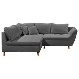 Stella Trading Ecksofa ED EXCITING DESIGN "Split L-Form" Sofas Gr. B/H/T: 251cm x 90cm x 173cm, Webstoff, Recamiere links, inkl. 5 Rückenkissen (75x46)-inkl. 2 Zierkissen (40x40)-ohne Hocker, grau (anthrazit) frei im Raum stellbar, inkl. 7 Kissen