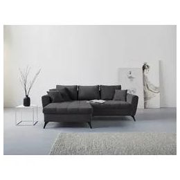 Ecksofa Inosign "Lörby L-Form" Sofas Gr. B/H/T: 246cm x 90cm x 170cm, Aqua Clean Pascha, Recamiere links, Aqua Clean Pascha, grau (anthrazit) auch mit Aqua clean-Bezug, feine Steppung im Sitzbereich, lose Kissen