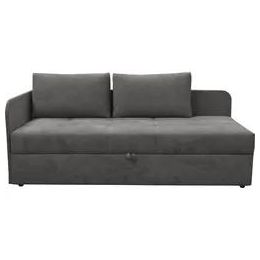 Schlafsofa Alina "Marla" Sofas Gr. B/H/T: 205cm x 73cm x 95cm, Struktur fein XBO, Armlehne links, grau (anthrazit xbo 9) inkl. Stauraum & 2 Rückenkissen, Armlehne wahlweise links oder rechts