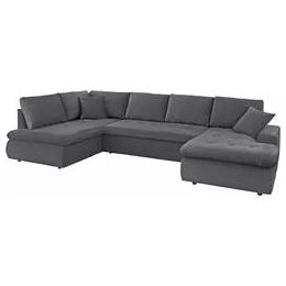 Wohnlandschaft Trendmanufaktur "Indie II, tolle Detailverarbeitung, bequem und komfortabel im Sitz" Sofas Gr. B/H/T: 315cm x 86cm x 179cm, Luxus-Microfaser, Recamiere rechts, ohne Bettfunktion, grau (anthrazit) wahlweise mit Bettfunktion, U-Form