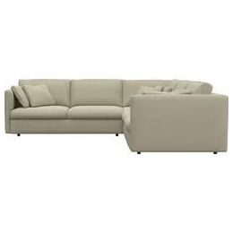 Ecksofa FLEXLUX "Lovane gleichschenklig, bequem und komfortabel" Sofas Gr. B/H/T: 296cm x 84cm x 296cm, Chenille, Schenkel rechts, beige (sandy beige) Weich & anschmiegsam, große Sitztiefe auf Kaltschaum, Dekokissen inkl.