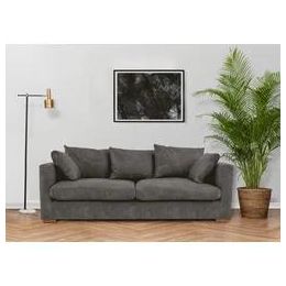 2,5-Sitzer Home Affaire "Coray" Sofas Gr. B/H/T: 220cm x 80cm x 113cm, Luxus-Microfaser, grau (anthrazit) extra weich und kuschelig, Füllung mit Federn Daunen