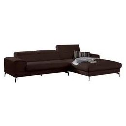 Ecksofa W.Schillig "piedroo" Sofas Gr. B/H/T: 303 cm x 70 cm x 193 cm, Longlife Xtra-Leder Z69, Longchair rechts, mit Kopfteilverstellung-ohne Sitztiefenverstellung, braun (mocca z69) Kopfteilverstellung, wahlweise mit Sitztiefenverstellung, Breite 303cm