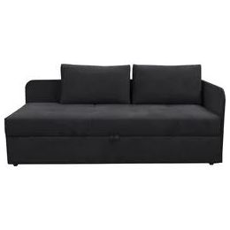 Schlafsofa Alina "Marla" Sofas Gr. B/H/T: 205cm x 73cm x 95cm, Struktur fein XBO, Armlehne rechts, schwarz (schwarz xbo 10) inkl. Stauraum & 2 Rückenkissen, Armlehne wahlweise links oder rechts