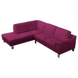 Ecksofa Egoitaliano "Shakira, Design und Sitzkomfort auf hohem Niveau, tolle Details" Sofas Gr. B/H/T: 240cm x 84cm x 212cm, Luxus-Microfaser BLUSH, Ottomane links, pink (fuchsia) mit Ottomane, L-Form, elegante Metallfüße