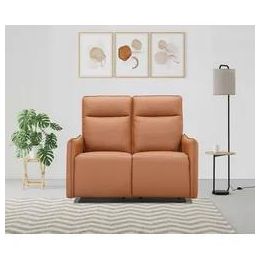 2-Sitzer DOREL HOME "Lugo, Kinosofa mit Reclinerfunktion in Kunstleder und Webstoff" Sofas Gr. B/H/T: 126 cm x 102 cm x 86 cm, Kunstleder, braun (cognac) mit manueller Relaxfunktion in beiden Sitzen