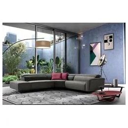 Ecksofa Egoitaliano Sofas Gr. B/H/T: 314cm x 96cm x 284cm, Luxus-Microfaser in Lederoptik, Recamiere links-Relaxelement rechts, mit Relaxfunktion, grau (smoke) mit Relaxfunktion und verstellbaren Kopfteilelementen