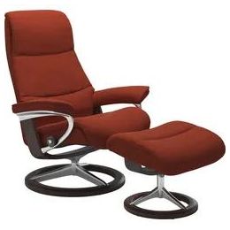 Relaxsessel stressless "View" Sessel Gr. ROHLEDER Stoff Q2 FARON, Cross Base Braun, Relaxfunktion-Drehfunktion-PlusTMSystem-Gleitsystem-BalanceAdaptTM, B/H/T: 78cm x 108cm x 78cm, rot (rust q2 faron) mit Signature Base, Größe S,Gestell Braun