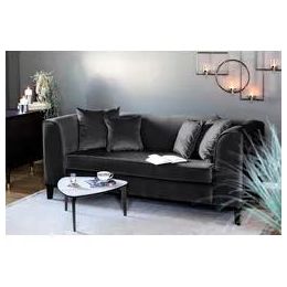 3-Sitzer Fink "MAXIM", schwarz (schwarz velvet), B:202cm H:84cm T:85cm, Sofas, mit schmalem Holzsockel, inklusive 4 Zierkissen