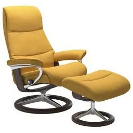 Relaxsessel stressless "View" Sessel Gr. ROHLEDER Stoff Q2 FARON, Cross Base Wenge, Relaxfunktion-Drehfunktion-PlusTMSystem-Gleitsystem-BalanceAdaptTM, B/H/T: 82cm x 109cm x 81cm, gelb (gelb q2 faron) mit Signature Base, Größe M,Gestell Wenge