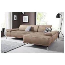 Ecksofa Places of Style "Caluna", beige, B:269cm H:97cm T:174cm, Flachgewebe Mura: (100% Polyester), Luxus-Microfaser Vintageoptik (100% Polyester), Luxus-Mikrofaser (90% Polyester, 10% Polyamid), Sofas, Inkl.Sitztiefenverstellung, wahlweise mit Kopf- und Armteilverstellung