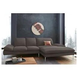 Ecksofa W.Schillig "enjoy&MORE" Sofas Gr. B/H/T: 310cm x 87cm x 185cm, Longlife Xtra-Leder Z59, Recamiere rechts, mit Kopfteilverstellung-mit Armlehnenverstellung-mit Sitztiefenverstellung, braun (braun z59) mit Sitztiefenverstellung, Füße silber matt, Breite 310 cm