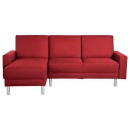 Schlafsofa Max Winzer "Just Fresh" Sofas Gr. B/H/T: 230cm x 93cm x 152cm, Samtvelours 20442, Recamiere beidseitig montierbar, rot (ziegel) mit Rückenverstellung, inklusive Stauraumhocker