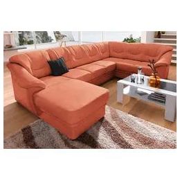 Sit & More Wohnlandschaft SIT & MORE "Savona U-Form" Sofas Gr. B/H/T: 320cm x 90cm x 211cm, Luxus-Microfaser ALTARA NUBUCK, Recamiere links, ohne Bettfunktion, orange (terra) wahlweise mit Bettfunktion, inklusive Federkern, frei im Raum stellbar