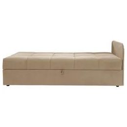 Schlafsofa Alina "Marla" Sofas Gr. B/H/T: 205 cm x 73 cm x 91 cm, Chenille EQE, Armlehne rechts, beige (beige eqe 12) inkl. Stauraum, Armlehne wahlweise links ode rechts