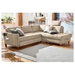 Ecksofa Home Affaire "Earl L-Form" Sofas Gr. B/H/T: 233cm x 80cm x 196cm, Luxus-Microfaser Lederoptik, Ottomane rechts, ohne Bettfunktion-ohne Bettkasten, beige wahlweise auch mit Bettfunktion oder Bettkasten