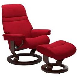 Relaxsessel stressless "Sunrise" Sessel Gr. ROHLEDER Stoff Q2 FARON, Relaxfunktion-Drehfunktion-PlusTMSystem-Gleitsystem, B/H/T: 75cm x 100cm x 73cm, rot (red q2 faron) mit Classic Base, Größe S, Gestell Braun