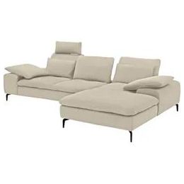 Ecksofa W.Schillig "valentinoo" Sofas Gr. B/H/T: 299cm x 83cm x 178cm, Longlife Xtra-Leder Z59, Longchair rechts, mit Sitztiefenverstellung, grau (eisgrau z59) inklusive Hocker, mit Sitztiefenverstellung, Breite 299 cm