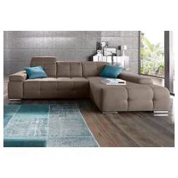 Sit & More Ecksofa SIT & MORE "Mistral L-Form" Sofas Gr. B/H/T: 273cm x 93cm x 111cm, Struktur, Recamiere rechts, mit Bettfunktion, braun (schlamm) wahlweise mit Bettfunktion