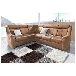 Sit & More Ecksofa SIT & MORE "Basel L-Form" Sofas Gr. B/H/T: 261cm x 98cm x 211cm, NaturLEDER-Kunstleder, langer Schenkel rechts, mit Relaxfunktion, braun (cappuccino) wahlweise mit Relaxfunktion