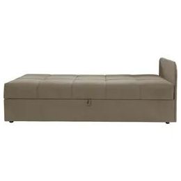 Schlafsofa Alina "Marla" Sofas Gr. B/H/T: 205cm x 73cm x 91cm, Chenille EQE, Armlehne rechts, grau (graubeige eqe 42) inkl. Stauraum, Armlehne wahlweise links ode rechts