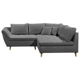 Stella Trading Ecksofa ED EXCITING DESIGN "Split L-Form" Sofas Gr. B/H/T: 251cm x 90cm x 173cm, Webstoff, Recamiere rechts, inkl. 5 Rückenkissen (75x46)-inkl. 2 Zierkissen (40x40)-ohne Hocker, grau (anthrazit) frei im Raum stellbar, inkl. 7 Kissen