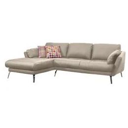 Ecksofa W.Schillig "softy" Sofas Gr. B/H/T: 265cm x 79cm x 168cm, Longlife Xtra-Leder Z59, Recamiere links, grau (eisgrau z59) mit dekorativer Heftung im Sitz, Füße Chrom glänzend