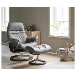 Relaxsessel stressless "Sunrise" Sessel Gr. Leder BATICK, Relaxfunktion-Drehfunktion-PlusTMSystem-Gleitsystem-BalanceAdaptTM, B/H/T: 92cm x 105cm x 80cm, grau (grau batick) mit Signature Base, Größe L, Gestell Wenge