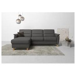 Ecksofa Home Affaire "Palmera L-Form" Sofas Gr. B/H/T: 244 cm x 89 cm x 163 cm, Material, Recamiere links, mit Bettfunktion-mit Bettkasten-Bett im Stoff bezogen, braun (mocca) Federkern, wahlweise mit Bettfunktion und mitohne Bettkasten