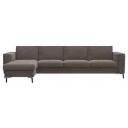 Ecksofa FLEXLUX "Fiore, L-Form" Sofas Gr. B/H/T: 295cm x 85cm x 159cm, Struktur, Chaiselongue links, braun (taupe brown) breite Armlehnen, Kaltschaum, Füße Alu+schwarz