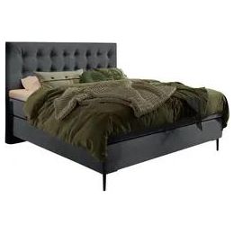 Boxspringbett Schlaraffia "Everton" Komplettbetten Gr. Veloursstoff COSY, Liegefläche B/L: 140cm x 200cm, H3, 7-Zonen-Tonnentaschen-Federkernmatratze, grau (anthracite) Boxspringbett inklusive BULTEX-Topper, Metallfuß in schwarz