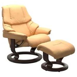 Relaxsessel stressless "Reno" Sessel Gr. Material Bezug, Material Gestell, Ausführung / Funktion, Maße B/H/T, gelb mit Hocker, Classic Base, Größe S, M & L, Gestell Wenge