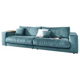 Big-Sofa 3C Candy "Enisa II" Sofas Gr. B/H/T: 290 cm x 86 cm x 127 cm, Samtoptik, blau (petrol) incl. 1 Flatterkissen, Wahlweise mit Flecken-Schutz-Bezug Easy care