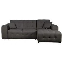 Ecksofa Home Affaire "Nosia L-Form" Sofas Gr. B/H/T: 234cm x 85cm x 163cm, Material, Recamiere rechts, grau (dunkelgrau) incl. 2 Zierkissen, mit feiner Steppung